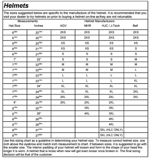 Sizing Charts – Gasoline Alley Harley-Davidson®