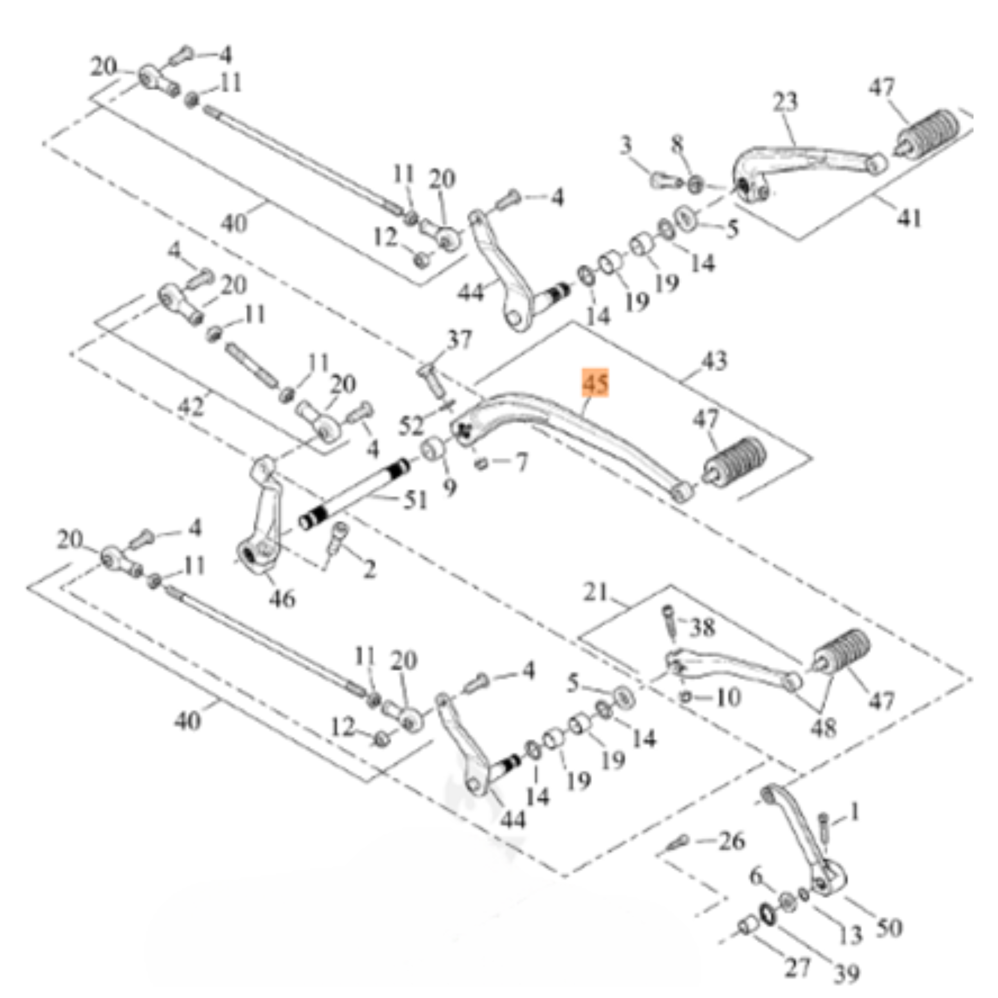 Harley-Davidson® Mid Control Shift Lever - Chrome - M8 Softail ...