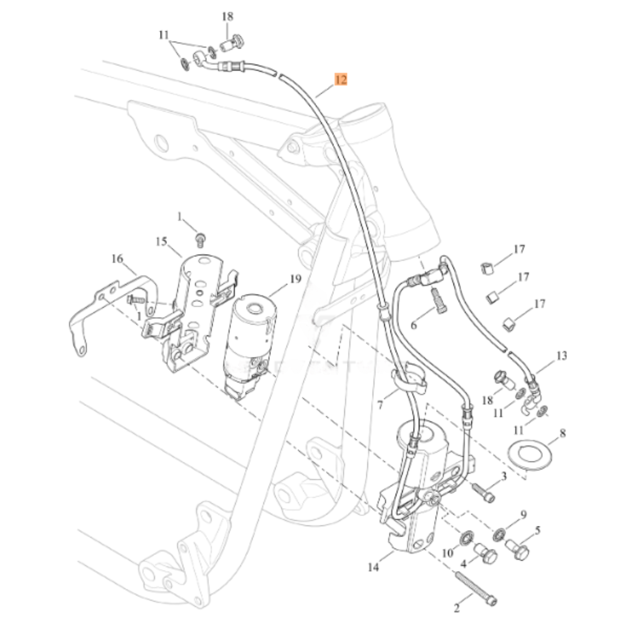 Harley-Davidson® Front Brake Line - Master Cylinder to Hydraulic Contr ...