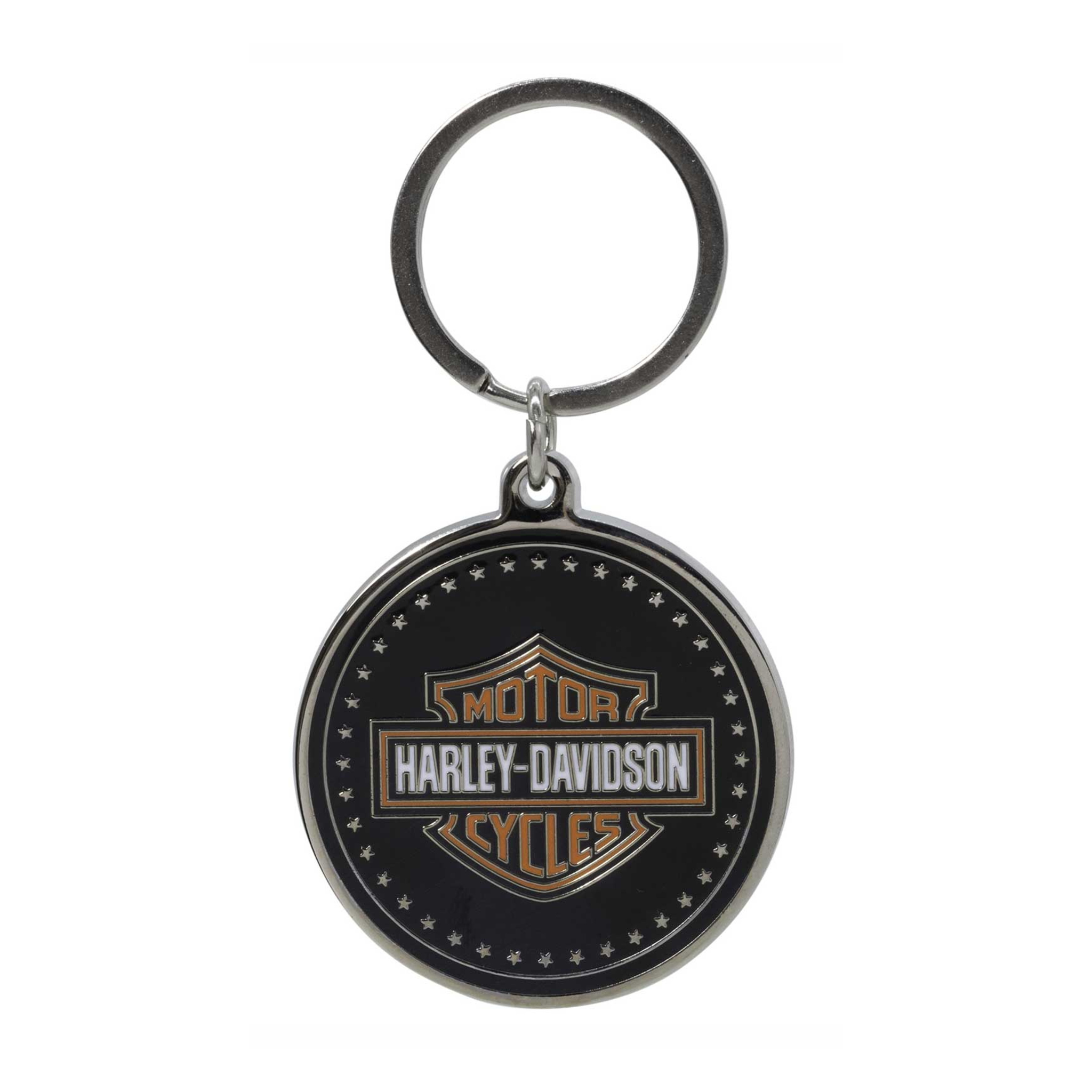 Harley-Davidson® Coin-Style Bar & Shield Logo Key Chain - Black/Orange ...