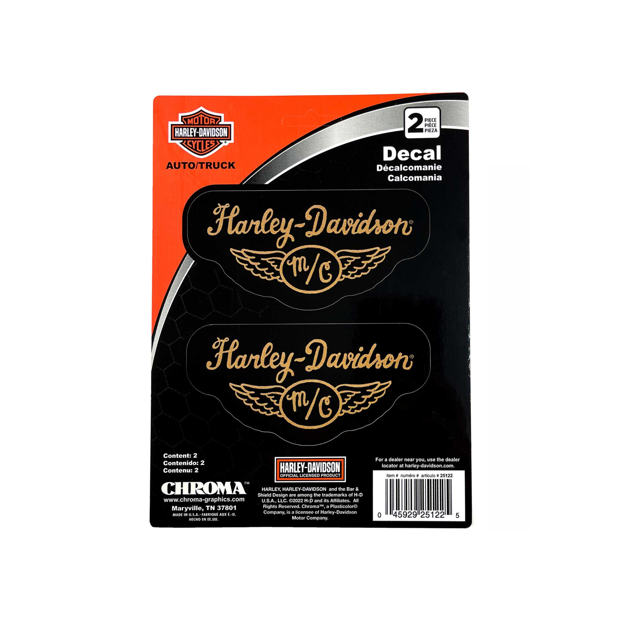 Harley-Davidson® 2-Piece MC with Wings H-D Text Decals - 2 Pack - 6 ...
