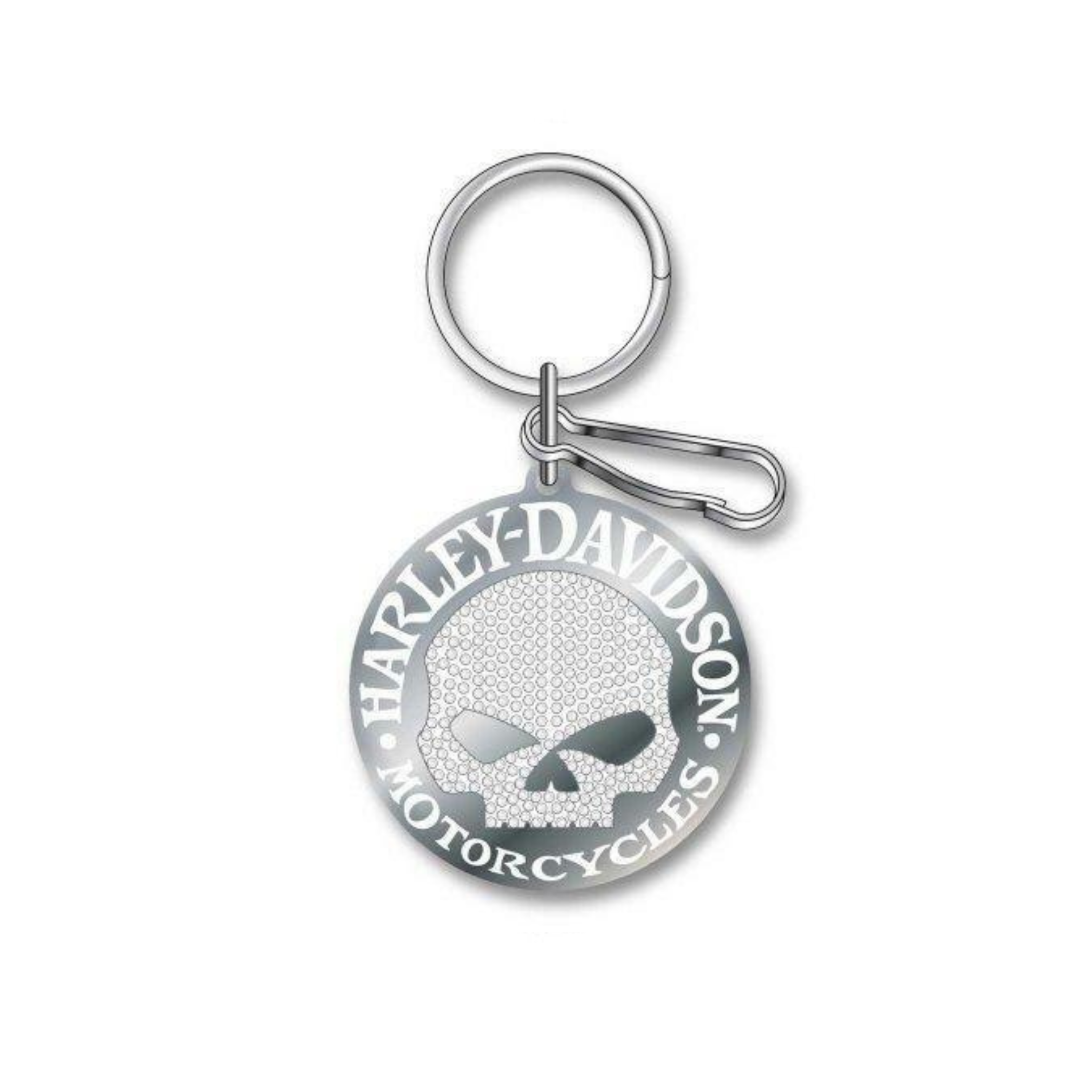 Harley-Davidson® Studded Silver Harley Skull Key Chain – Gasoline Alley ...